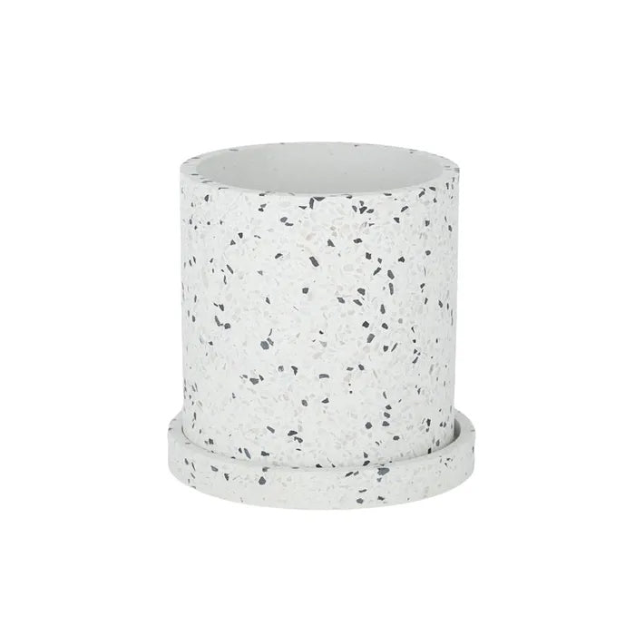 Sia Terrazzo Pot With Saucer 15x15cm White – The Gymea Lily